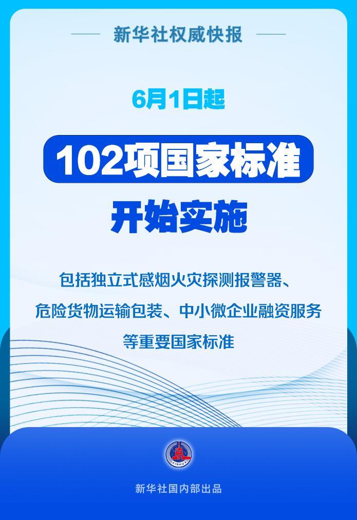 6月1日起102项国家标准开始实施-水母网